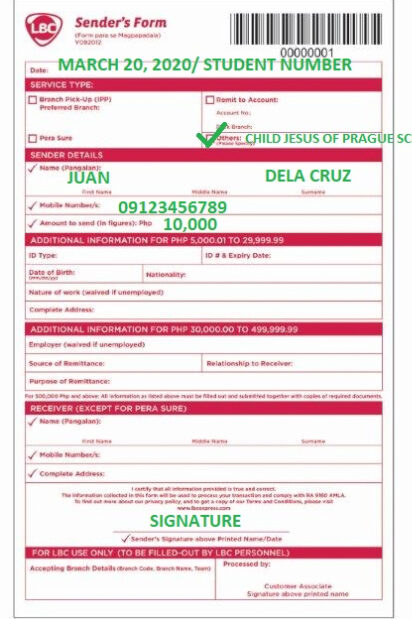 Payment Channels – Child Jesus of Prague School